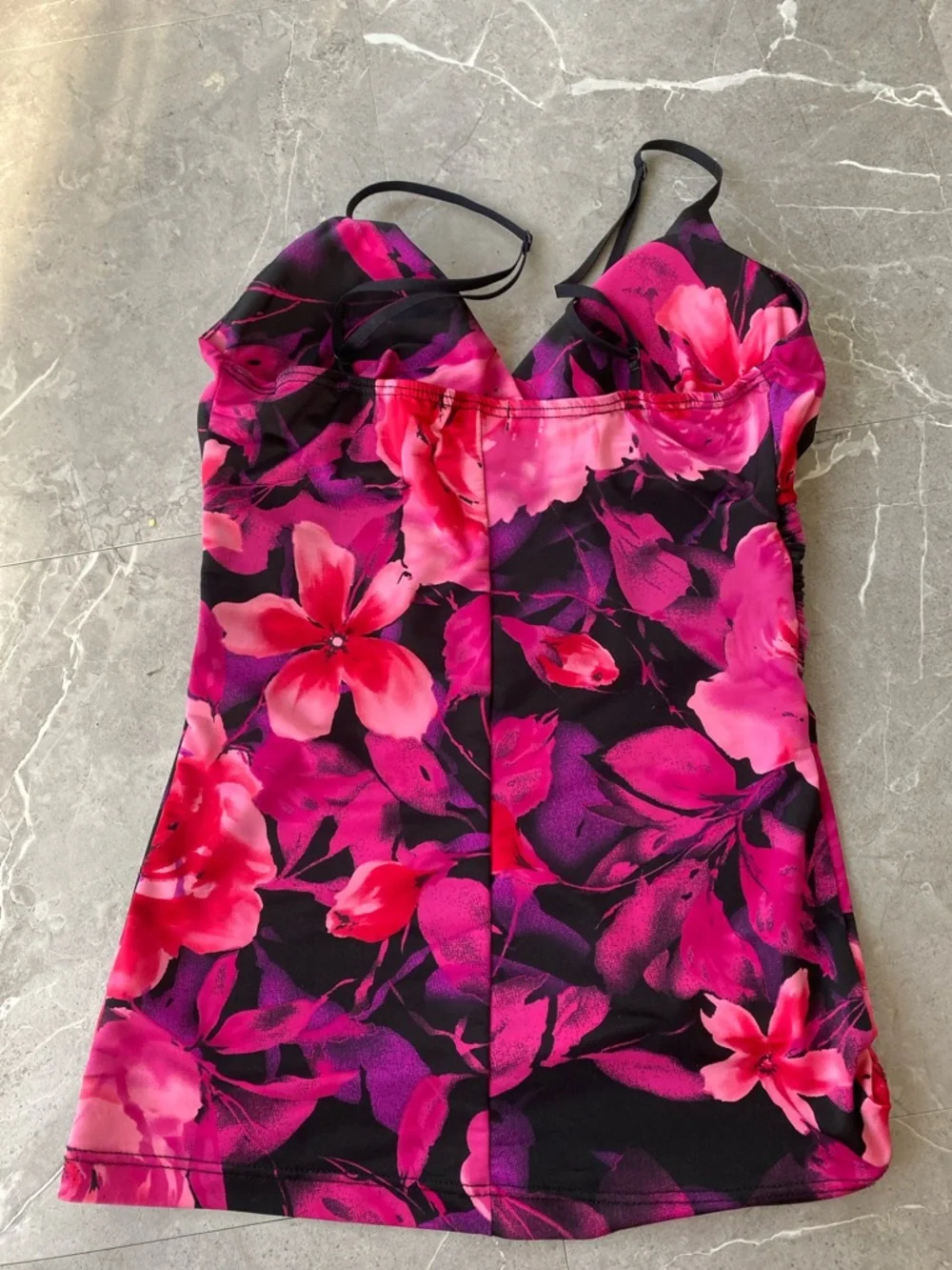 Body Central | Tops | Body Central Black And Hot Pink Floral Vneck Tank ...